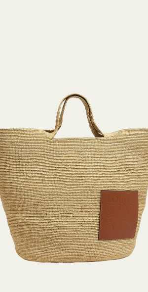 Loewe - Men's Slit Large Raffia and Calfskin Tote Bag