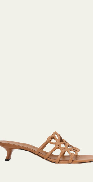 Loewe - Petal Anagram Leather Caged Mule Sandals