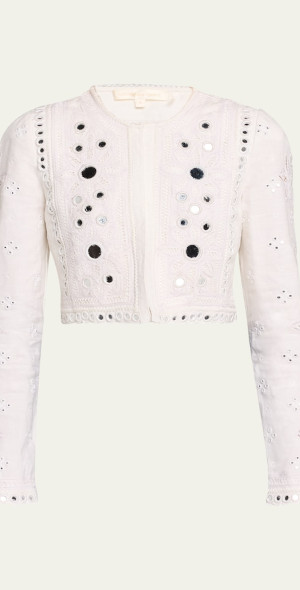 LoveShackFancy - Veranda Eyelet Embroidered Crop Jacket