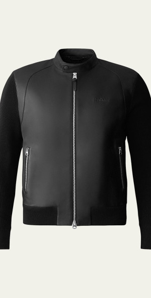 Mackage - Men's Dominic Leather and Knit Logo Jacket