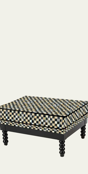 MacKenzie-Childs - Spindle Check Outdoor Ottoman