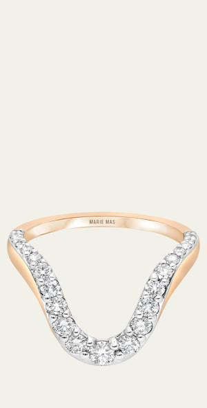 MARIE MAS - Grand Aura 18K Rose Gold Half Pavé Diamond Ring
