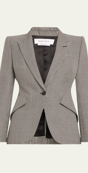 McQueen - SIngle-Breasted Houndstooth Blazer