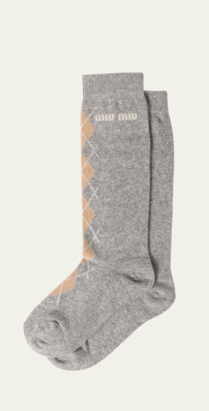 Miu Miu - Argyle Pattern Wool Cashmere Socks