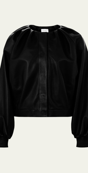 Nina Ricci - Cropped Leather Bomber Jacket