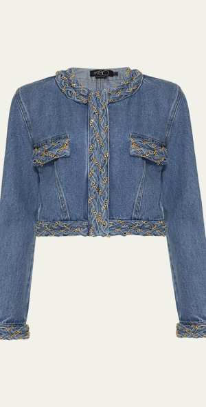PatBO - Braided Denim Cropped Jacket