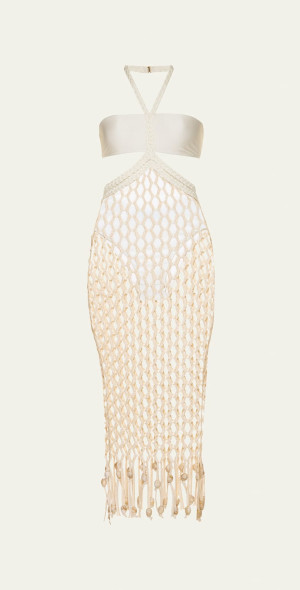 PatBO - Open-Knit Halter Beach Dress