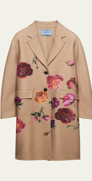 Prada - Cashmere Trench Coat with Rose Detail