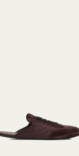 Prada - Collapse Nylon and Suede Open-Back Sneakers