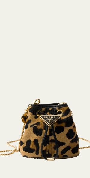 Prada - Leopard Sheep Hair Bucket Bag