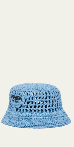 Prada - Logo Raffia Bucket Hat