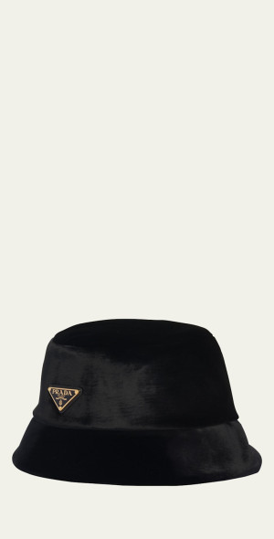 Prada - Logo Velvet Bucket Hat