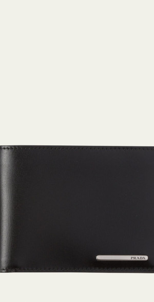 Prada - Men's Metal Logo Leather Bifold Wallet