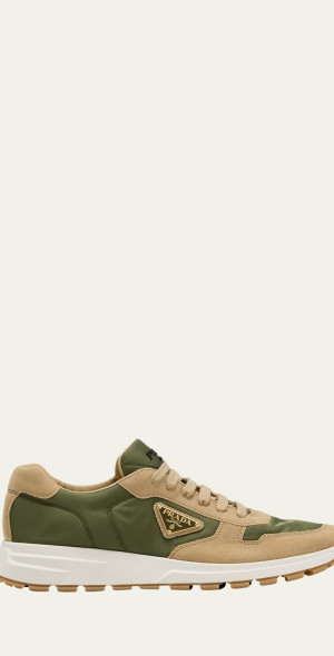 Prada - Men's Prax 01 Delave Suede and Re-Nylon Sneakers
