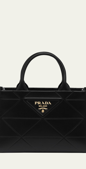 Prada - Mini Triangle Logo Leather Tote Bag