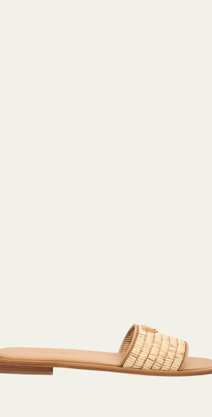 Prada - Stuoia Raffia Easy Slide Sandals