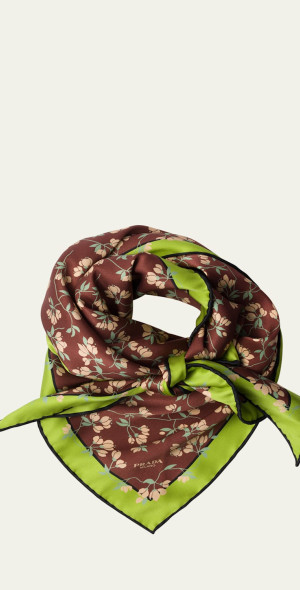 Prada - Triangle Floral-Print Silk Scarf