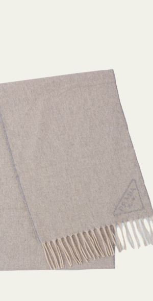 Prada - Triangle Logo Cashmere Fringe Scarf