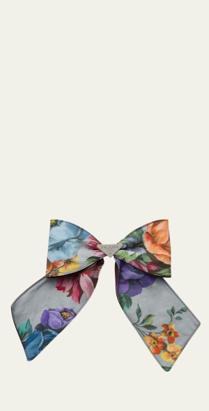 Prada - Triangle Logo Floral Hair Bow