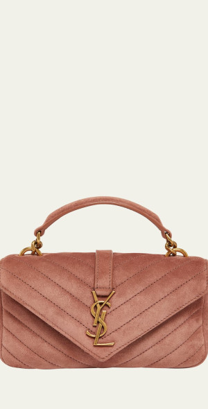 Saint Laurent - College Mini Chain Shoulder Bag in Suede