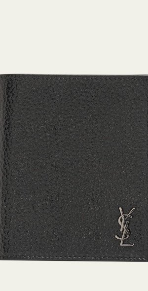 Saint Laurent - Men's YSL Pebbled Leather Vertical Bifold Card Case