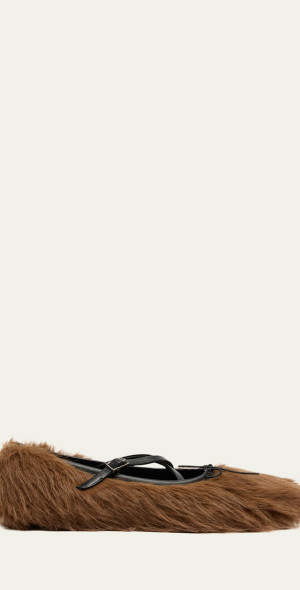 Simone Rocha - Faux Fur Crisscross Ballerina Flats
