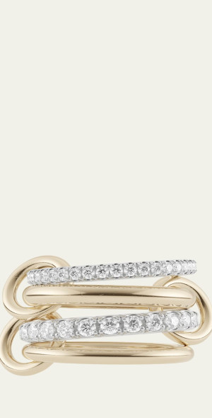 Spinelli Kilcollin - 18K Mixed-Gold Halley 4-Link Ring with Pave Diamonds