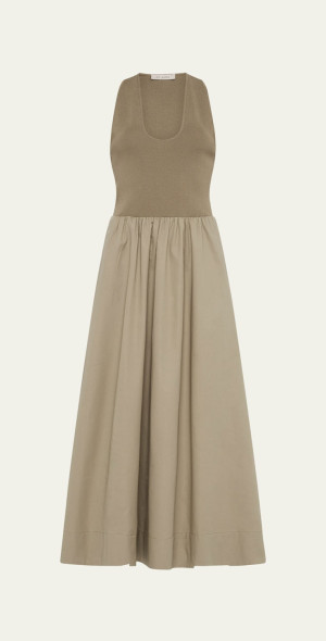 St. Agni - Combo Plunge-Neck Maxi Dress