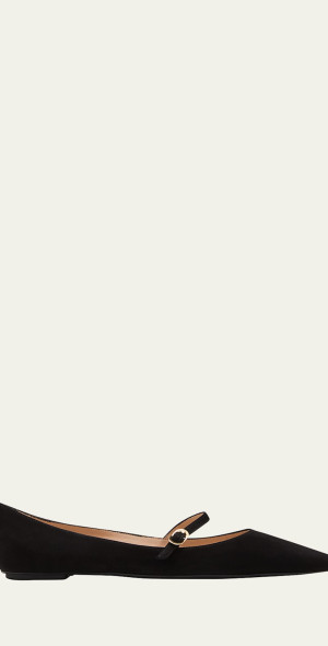 Stuart Weitzman - Emilia Suede Mary Jane Ballerina Flats