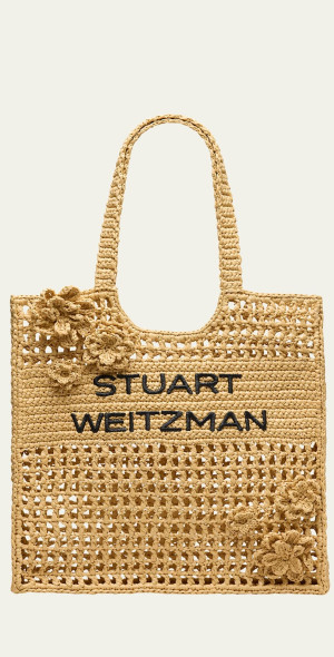 Stuart Weitzman - Magnolia Flower Raffia Tote Bag