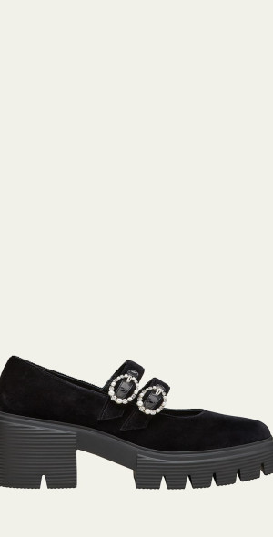 Stuart Weitzman - Soho Velvet Mary Jane Ballerina Loafers