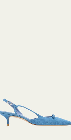 Stuart Weitzman - Tully Denim Bow Slingback Pumps