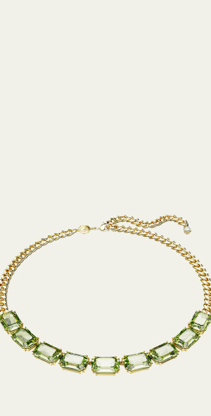 SWAROVSKI - Millenia Gold-Tone Octagon-Cut Green Crystal Chain Necklace