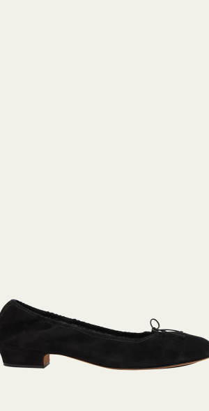 THE ROW - Awar Suede Bow Heeled Ballerina Flats
