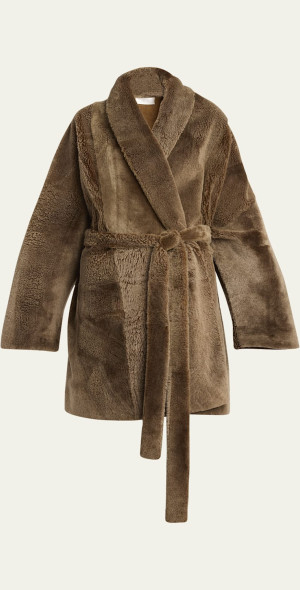 THE ROW - Lucja Belted Shearling Coat