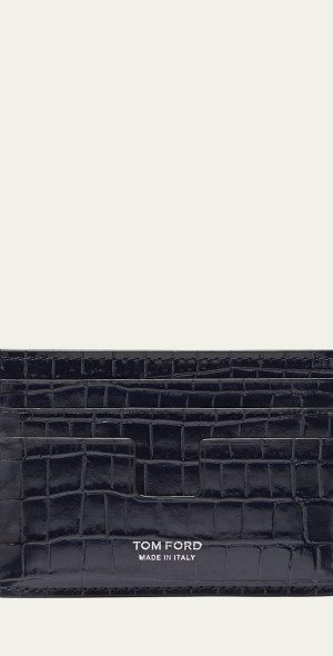 TOM FORD - Men's Croc-Printed T Line Card Holder