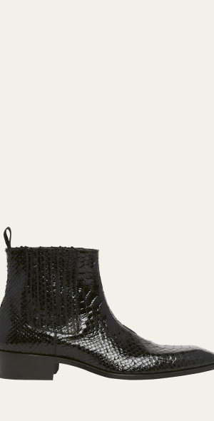TOM FORD - Men's Kenneth Python-Effect Patent Chelsea Boots