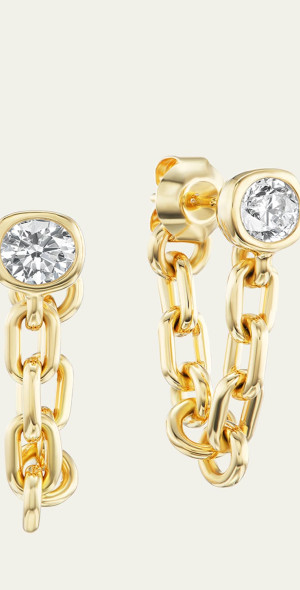 Uniform Object - 18K Yellow Gold Chain Diamond Earrings