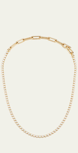Uniform Object - 18K Yellow Gold Diamond Bezel and Chain Extender Necklace