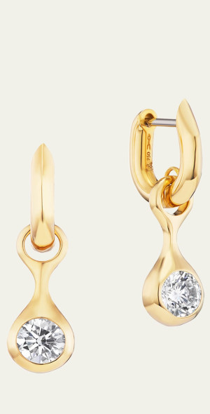 Uniform Object - 18K Yellow Gold Diamond Carriage Huggie Hoop Earrings