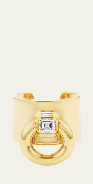 Uniform Object - 18K Yellow Gold Diamond Knocker Cuff Ring