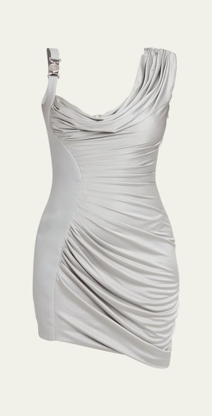 Versace - Draped Liquid Jersey Mini Cocktail Dress