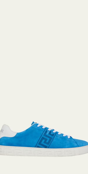 Versace - Men's La Greca Greek Key Suede Low-Top Sneakers