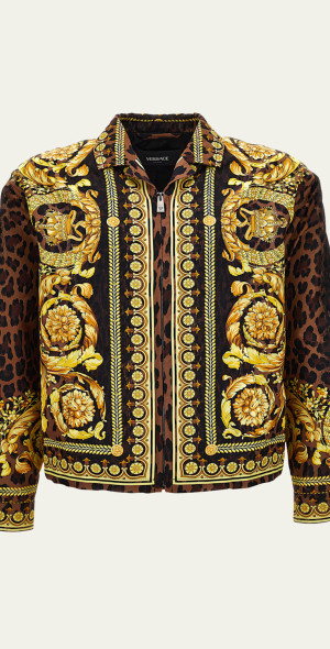 Versace - Men's Leopard Barocco Gabardine Jacket