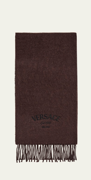 Versace - Men's Wool Embroidered Logo Scarf