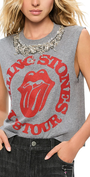 Alice And Olivia - Alice and Olivia Micah Embellished Graphic Tee