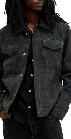 Allsaints - Hopper Regular Fit Suede Trucker Jacket