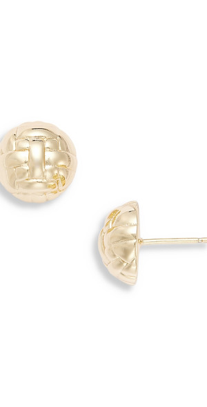 Aqua - Basket Weave Dome Stud Earrings