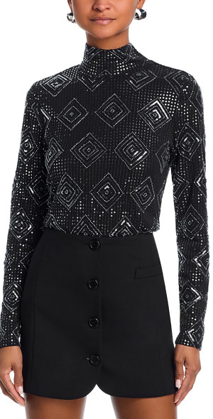 Aqua - Beaded Mesh Top