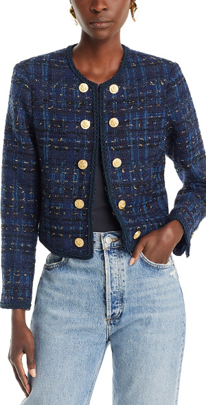 Aqua - Braided Trim Tweed Lady Jacket